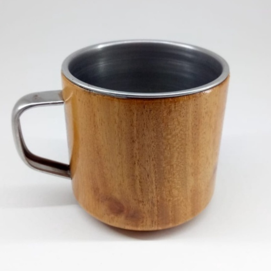 Jual Cangkir Kayu Gagang Stainless Premium Mug Kayu Stainless Wooden ...