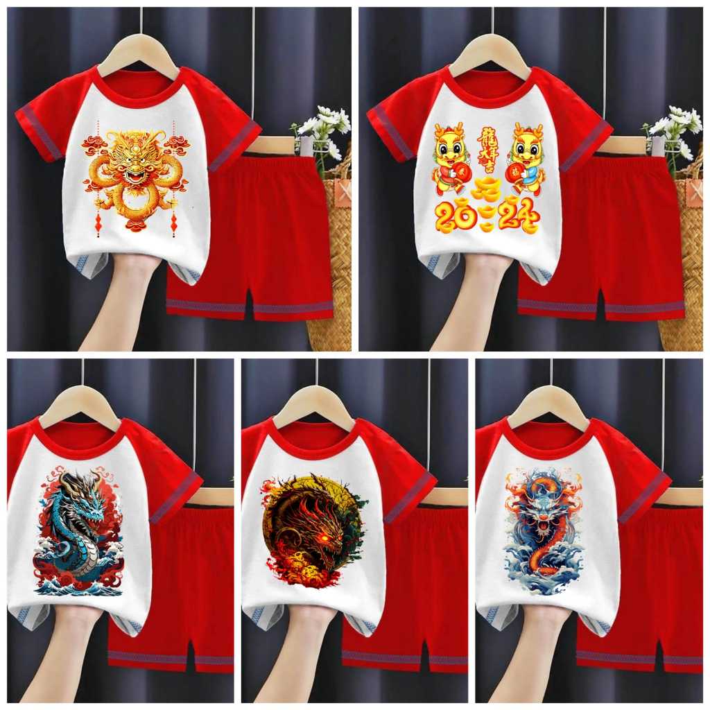 Jual Asher Kids - KAOS STELAN ANAK KIMONO MERAH MOTIF NAGA KAOS IMLEK ...