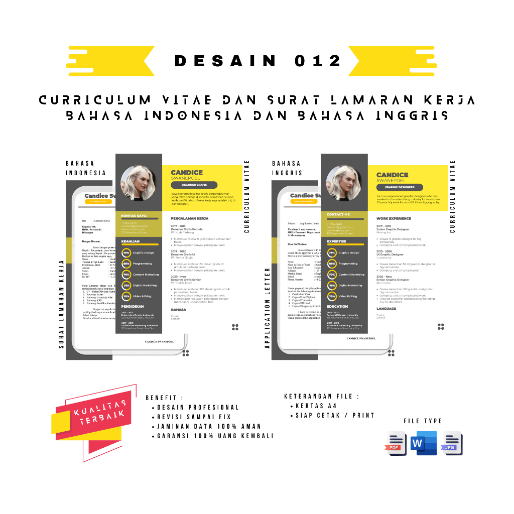 Jual DESAIN PROFESIONAL CV DAN SURAT LAMARAN KERJA (DESAIN 012) | CURRICULUM VITAE | RESUME ...