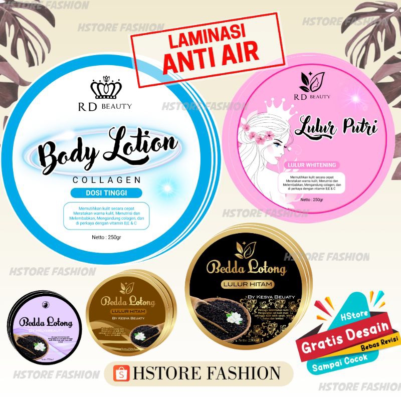 Jual Sticker HB Lotion Kecantikan Stiker Skincare Label Lulur Cream ...