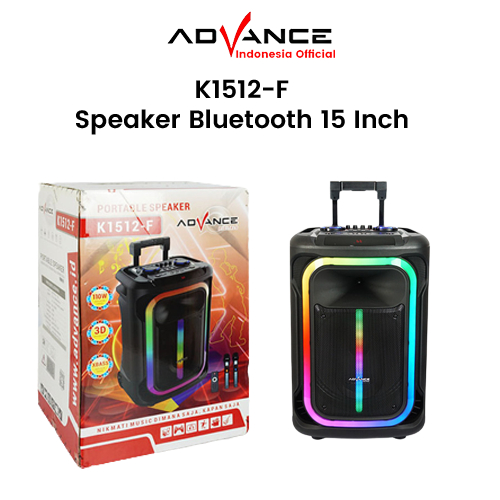 Jual Advance Speaker 15 Inch K1512-F Bluetooth Gartis 2 Mic Wireless dan Remote 3D System Extra ...