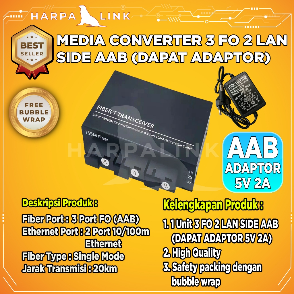 Jual Media Converter 3 FO 2 LAN 3 SC 2 RJ45 10/100 Mbps Full Body ...