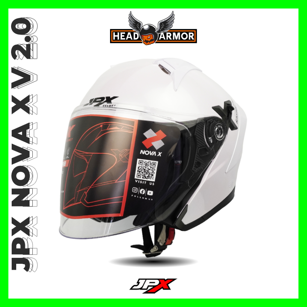 Jual Helm JPX Nova X V2.0 Pearl White I Helm Sport I Half Face I Head ...
