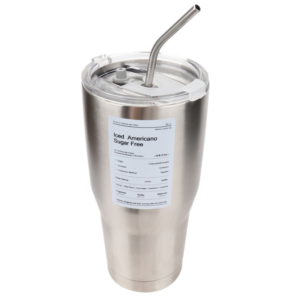 Jual (Gratis Sedotan)900ml Mug dengan Tutup Jerami, Cangkir Air Anti Bocor Baja Tahan Karat ...