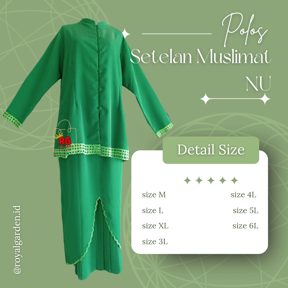 Jual Seragam Muslimat NU nahdlatul ulama gamis dan setelan Hijau POLOS ...
