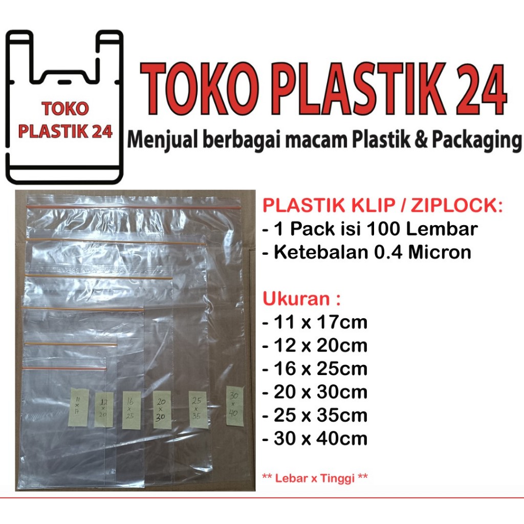 Jual PLASTIK KLIP / PLASTIK ZIPLOCK Ukuran 12x20 ISI 100 LEMBAR (PER ...