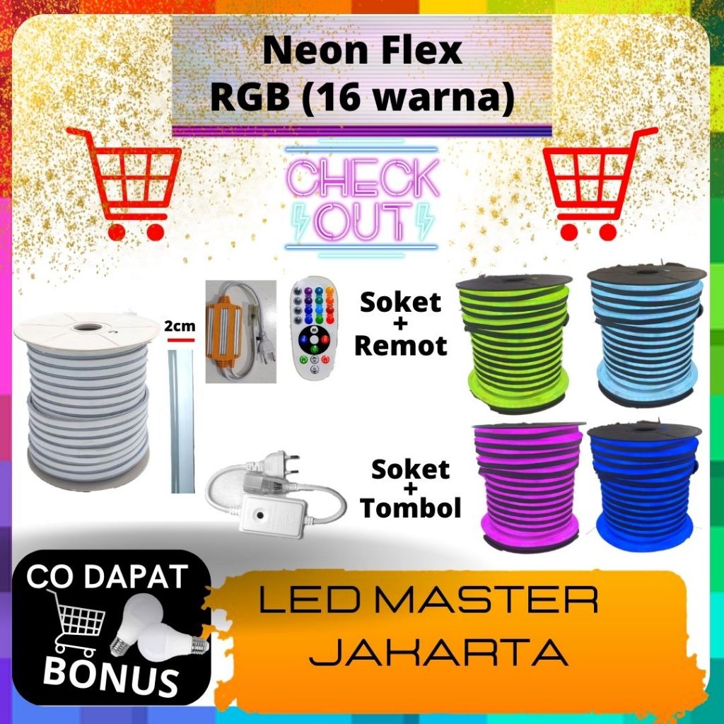 Jual NEON FLEX RGB AC220V OPTIONAL SOCKET ATAU SOCKET+REMOTE | Shopee ...