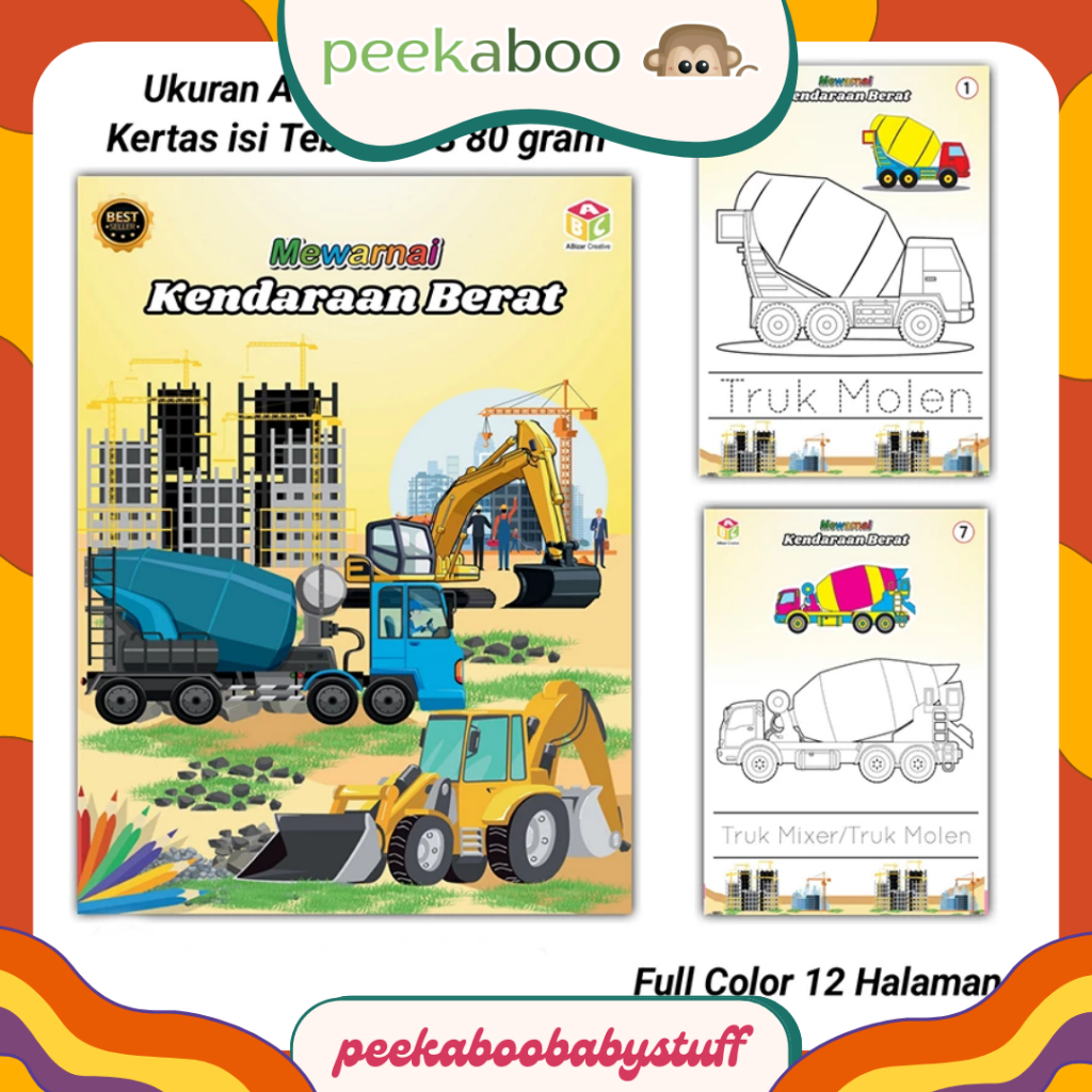Jual BUKU MEWARNAI FULL COLOUR (FC) A5 - KENDARAAN BERAT - FC || BUKU ...
