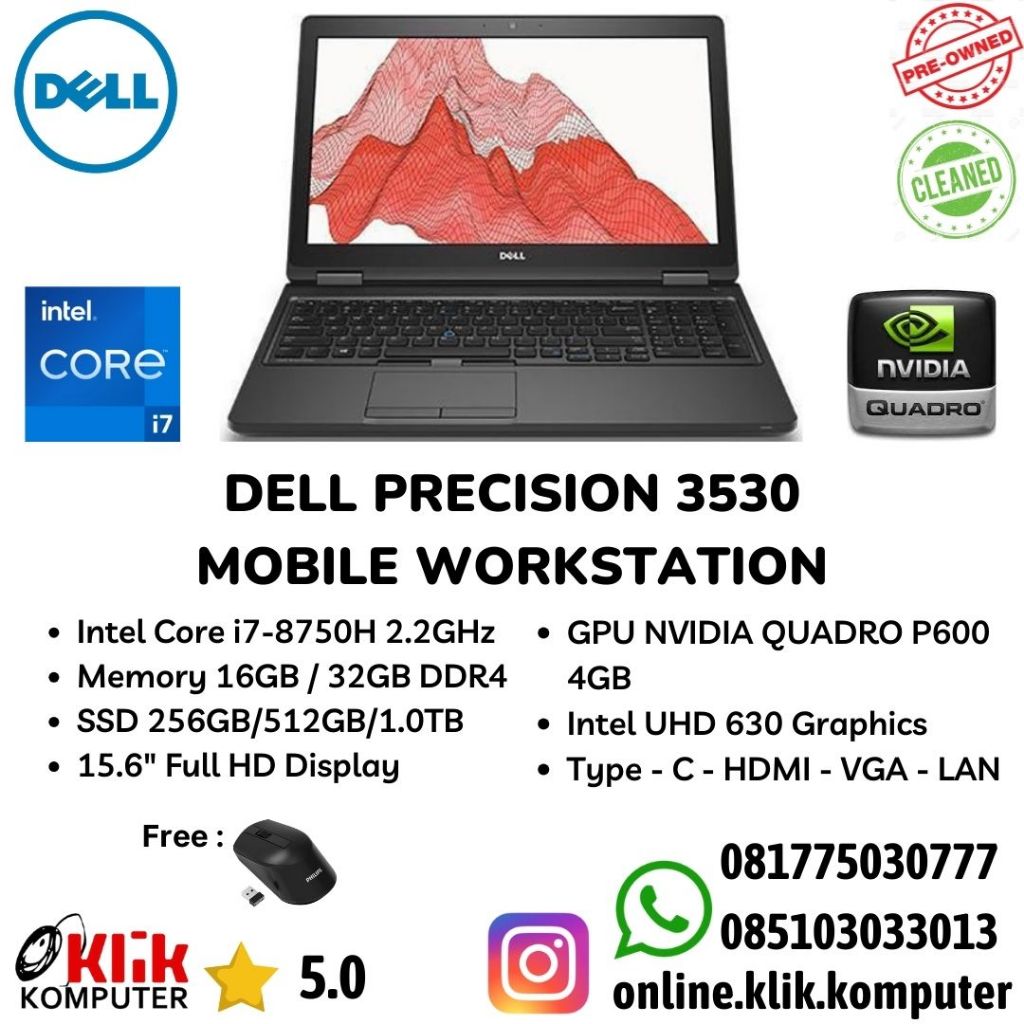 Jual Dell Precision 3530 Mobile Workstation Intel i7 8TH Nvidia Quadro P600 4GB | Shopee Indonesia