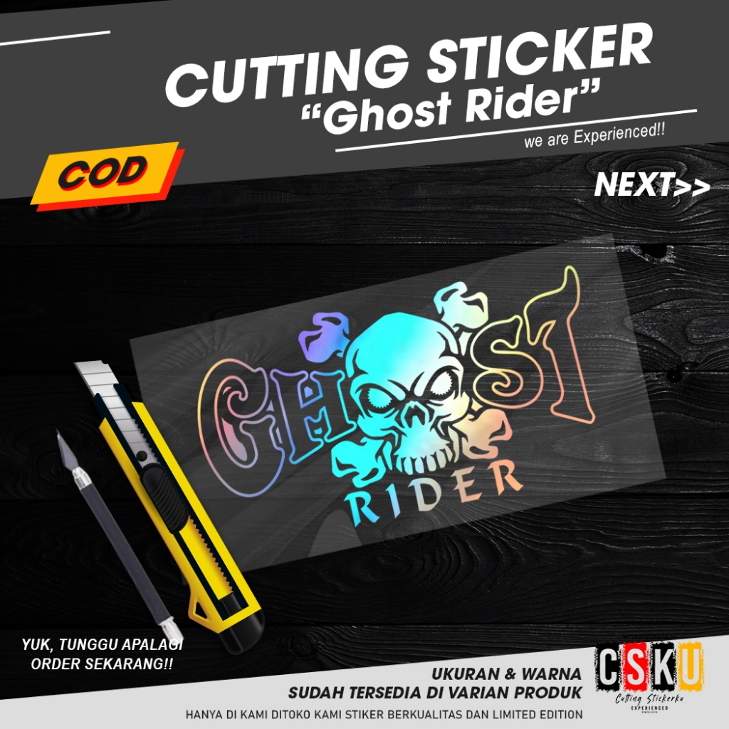 Jual Cutting Sticker Ghost Rider Variasi Motor Mobil Sticker Kaca Helm ...