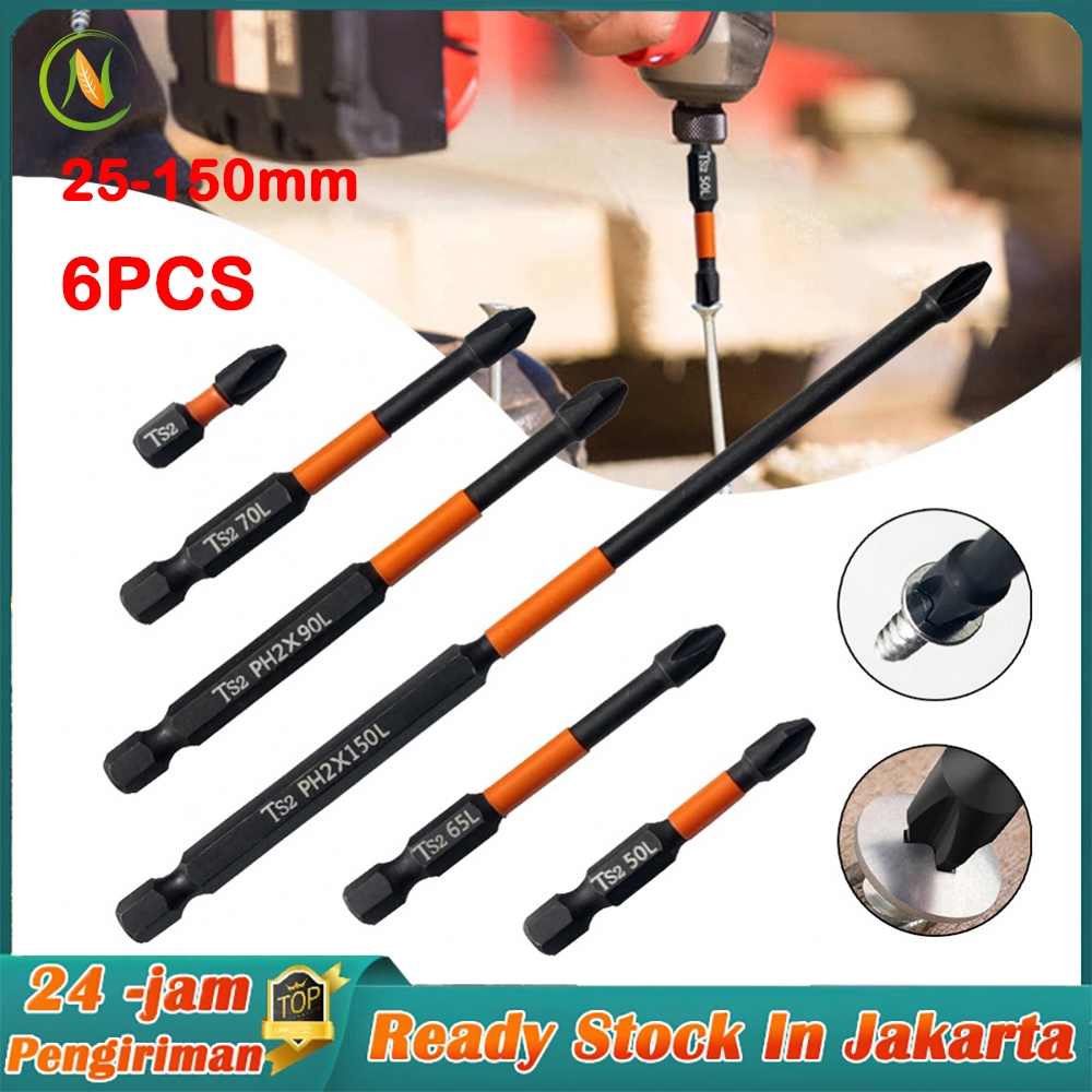 Jual 6 Buah Set Mata Obeng Magnetik Set Mata Bor Obeng Baja Paduan S2 1 ...