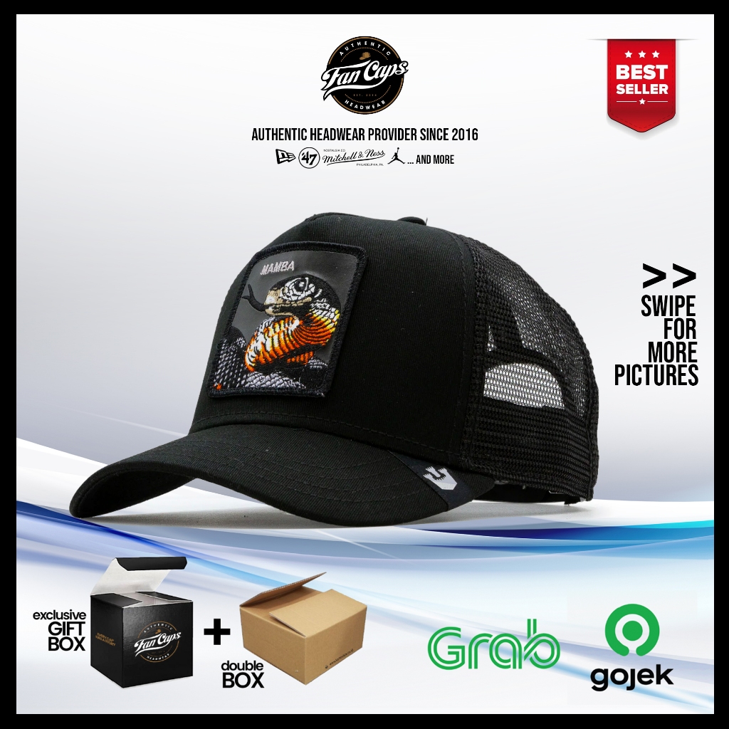 Jual [ORIGINAL] The Black Mamba A-Frame Trucker Cap | Topi Goorin Bros ...