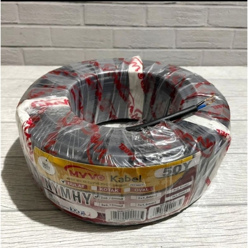 Jual Kabel Listrik Serabut Tembaga NYMHY 2x0,75 MYVO Hitam 1 Meter Harga Per Meter SNI | Shopee ...