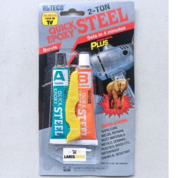 Jual ALTECO PLASTIC STEEL EPOXY / LEM BESI 4 MENIT 2 TON (ASLI) | Shopee Indonesia
