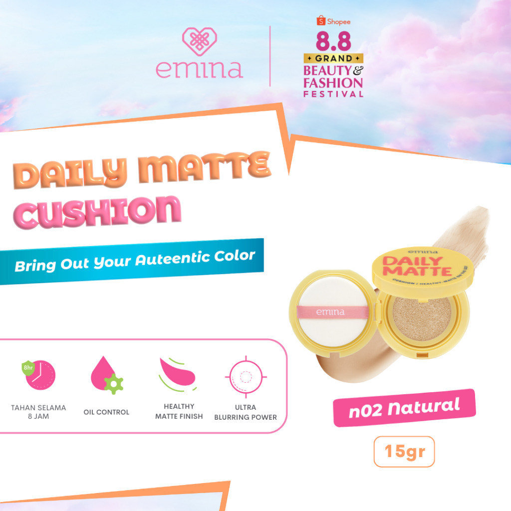 Jual EMINA Daily Matte Cushion Matte Finish / Oil Control | Shopee ...