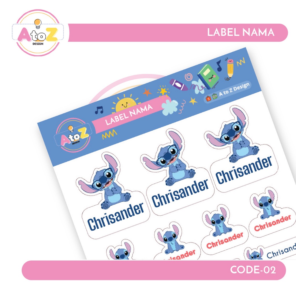 Jual Sticker / Label Nama Anak Murah Tema Stitch | Shopee Indonesia