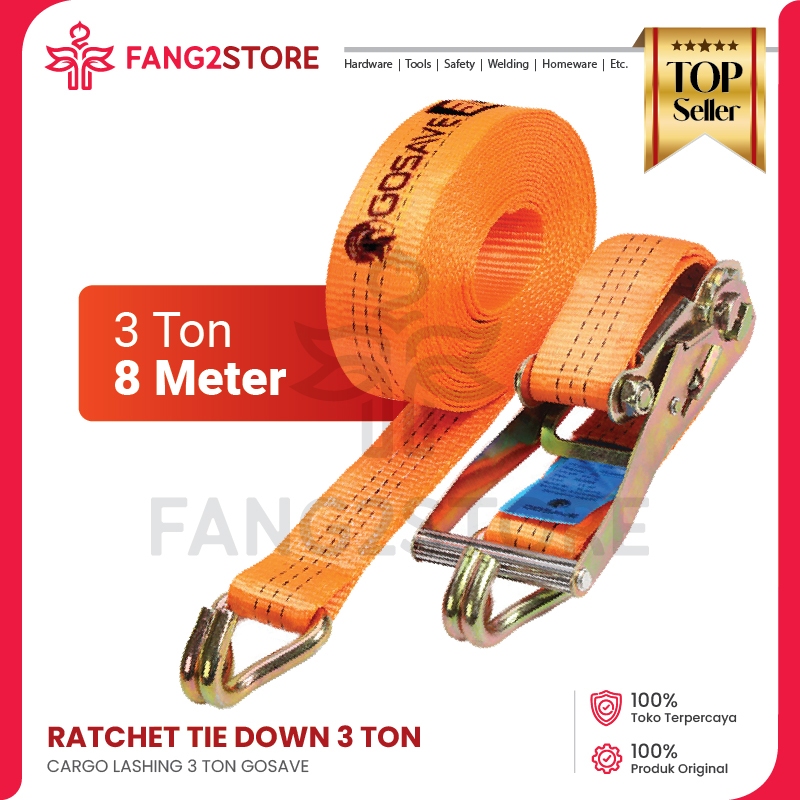 Jual Webbing Cargo Lashing Belt Ratchet Tie Down Trackbelt 3 Ton x 8 ...
