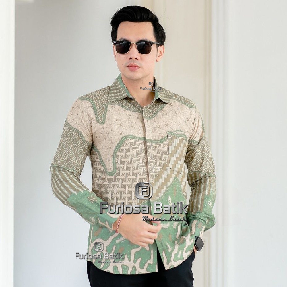 Jual FURIOSA BATIK INARA SAGE Baju Batik Pria Lengan Panjang Slim Fit ...