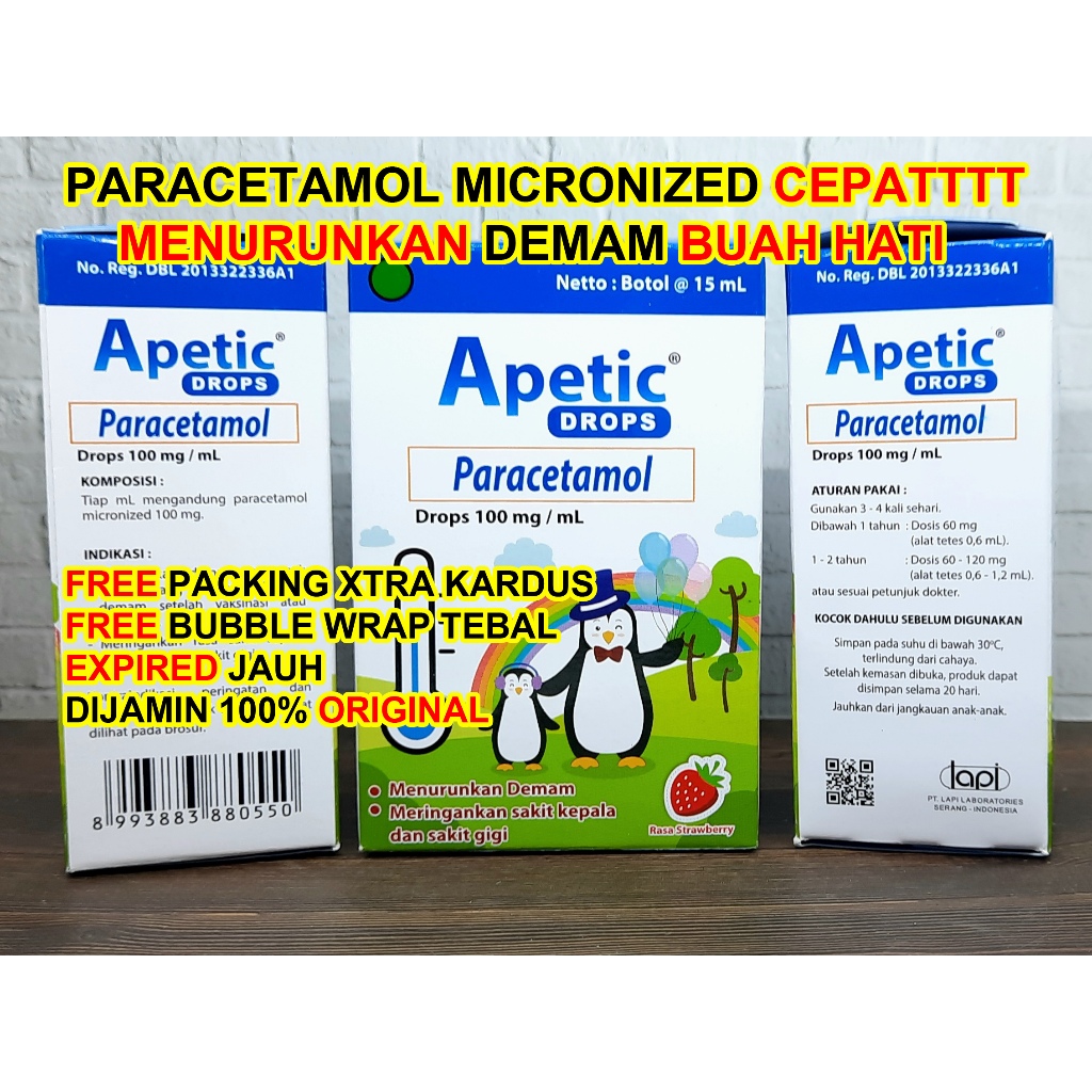 Jual Apetic Drops 15 ml Penurun Demam Bayi Anak Paracetamol Micronized ...