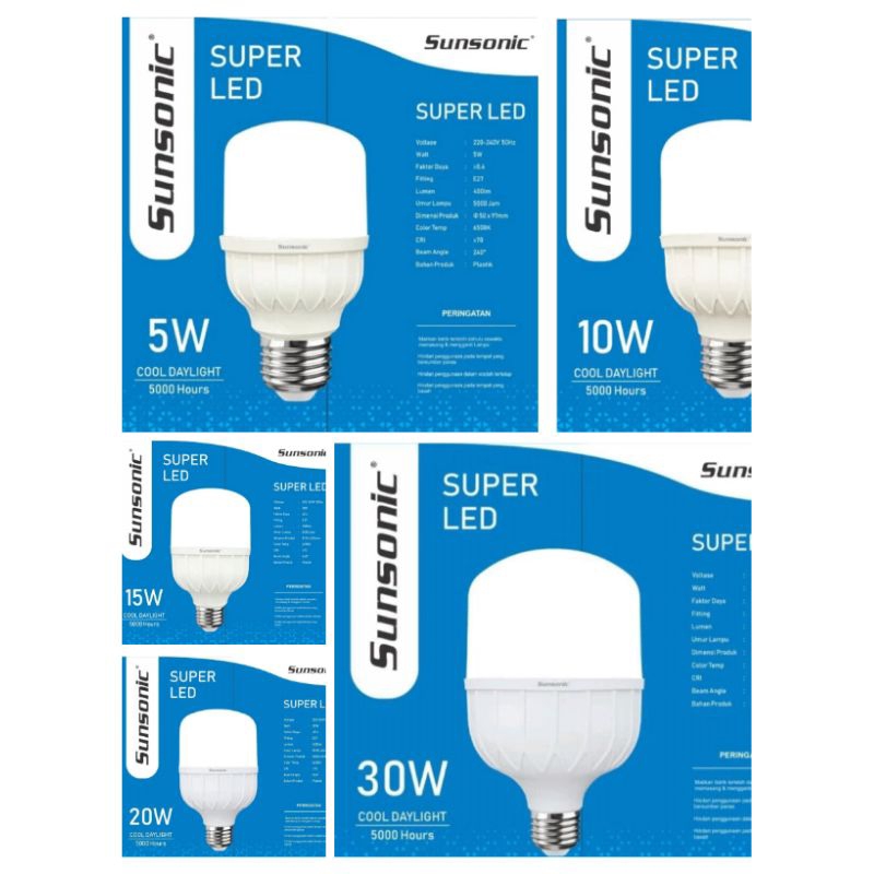 Jual SUNSONIC SUPER LED Lampu Kapsul 5W 10W 15W 20W 30W Capsule Tabung Jumbo Cahaya Putih ( 5 10 ...