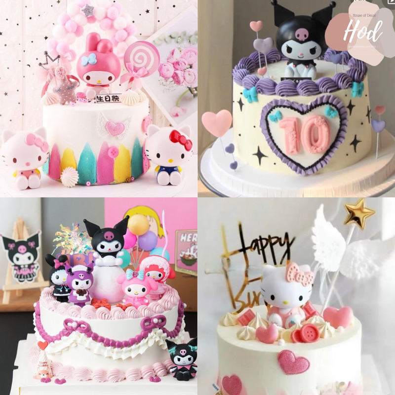 Jual Topper Kue Bentuk Kucing Hello Kitty Melody Kuromi Dekorasi Action ...