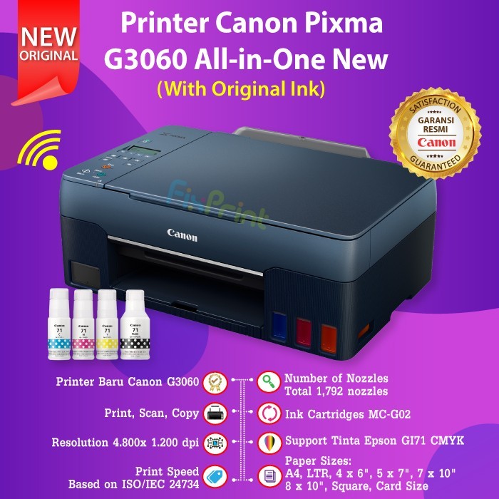 Jual Printer Canon G3060 Print-Scan-Copy WiFi Wireless LAN Garansi ...