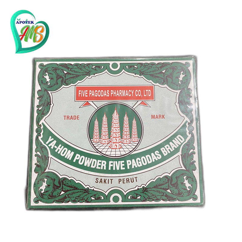 Jual YA HOM POWDER FIVE PAGODAS | OBAT SAKIT PERUT MENARA LIMA | 1 BOX ...