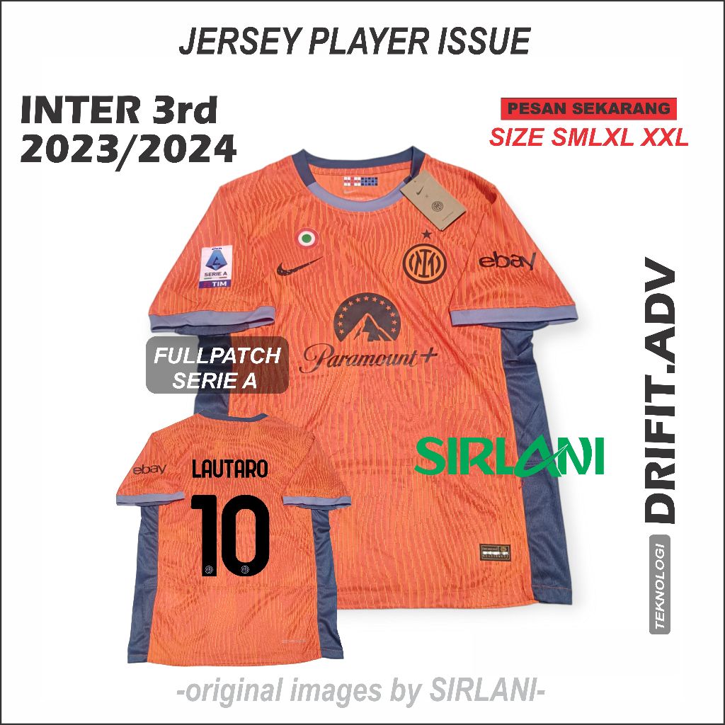 Jual JERSEY INTER 3rd OREN PLAYER ISSUE 2023 2024 JERSEY BOLA INTER 3rd Pi 23 24 | Shopee Indonesia