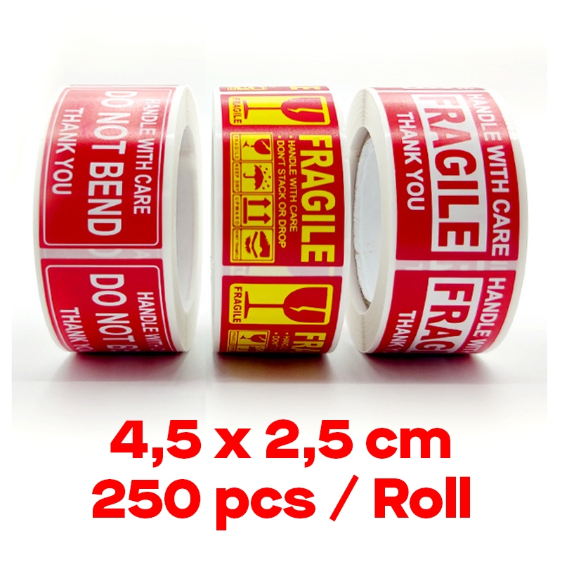 Jual Sticker Warning Fragile Do Not Bend 2,5 x 4,5 cm (1 roll ± 250 pcs ...