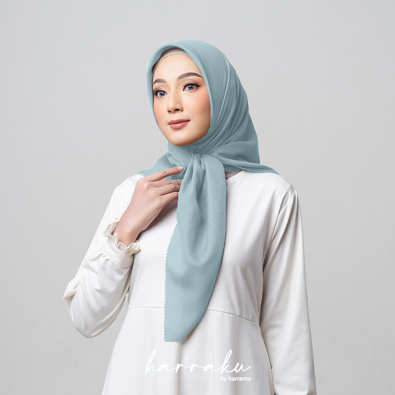 Jual HARRAMU - Hijab Segi Empat Polos Warna Sea Green - Laser Cut - Kerudung Premium Voal Polos ...