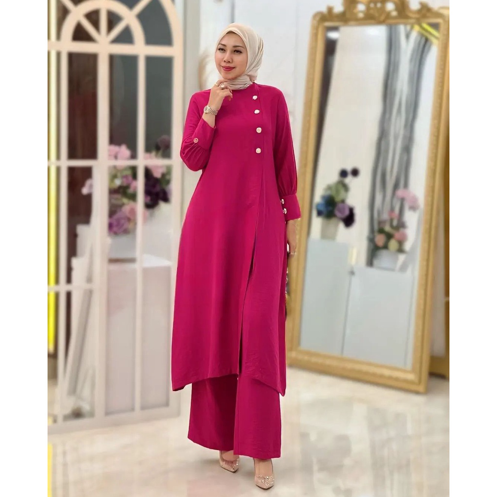 Jual Vallina Outfit - Adeline One Set Muslim Wanita Crinkle Premium Setelan Baju 2in1 Setcel ...