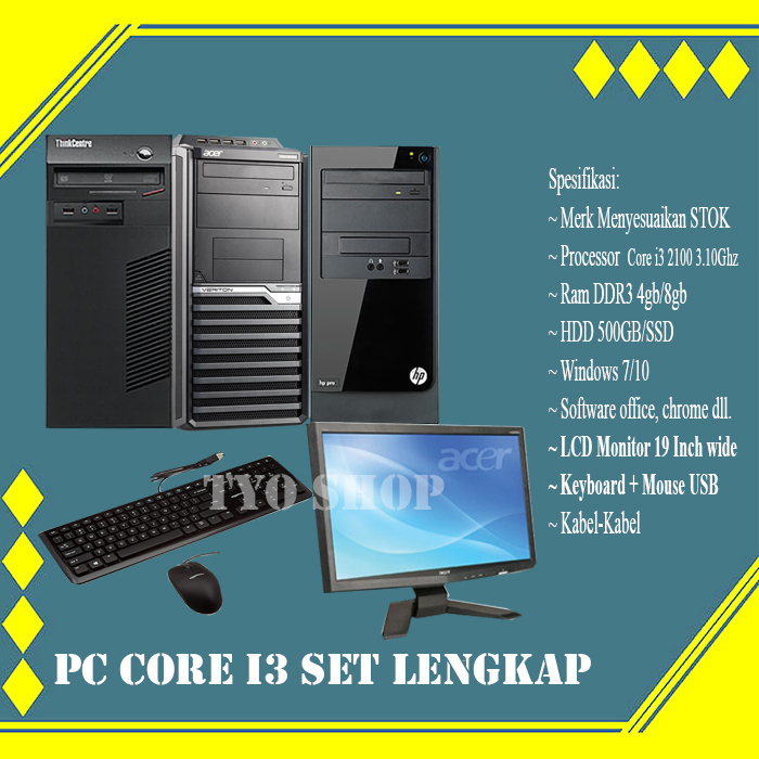 Jual Cpu Komputer Core i3 Set BuiltUp Lengkap Monitor 19 Inch Keyboard ...