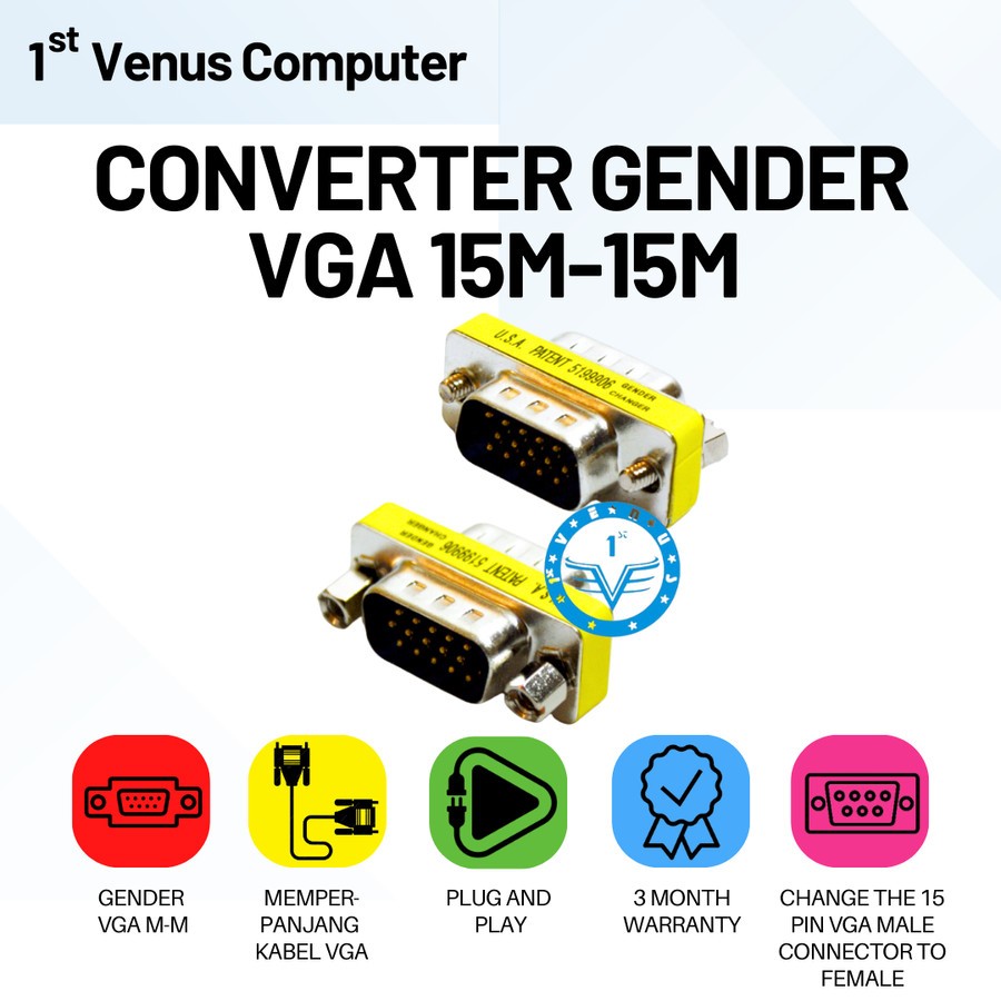 Jual CONVERTER GENDER VGA 15M-15M / KONVERTER GENDER VGA / CON02-CON | Shopee Indonesia