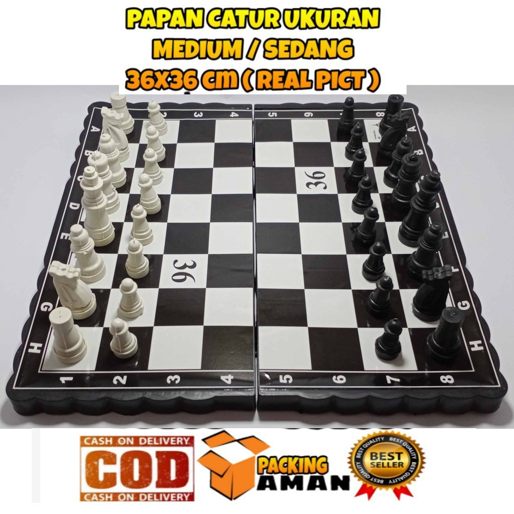 Jual Mainan Papan Catur Chess Board Game plastik Ukuran Medium / Sedang 36 x 36 cm SNI MuraH ...
