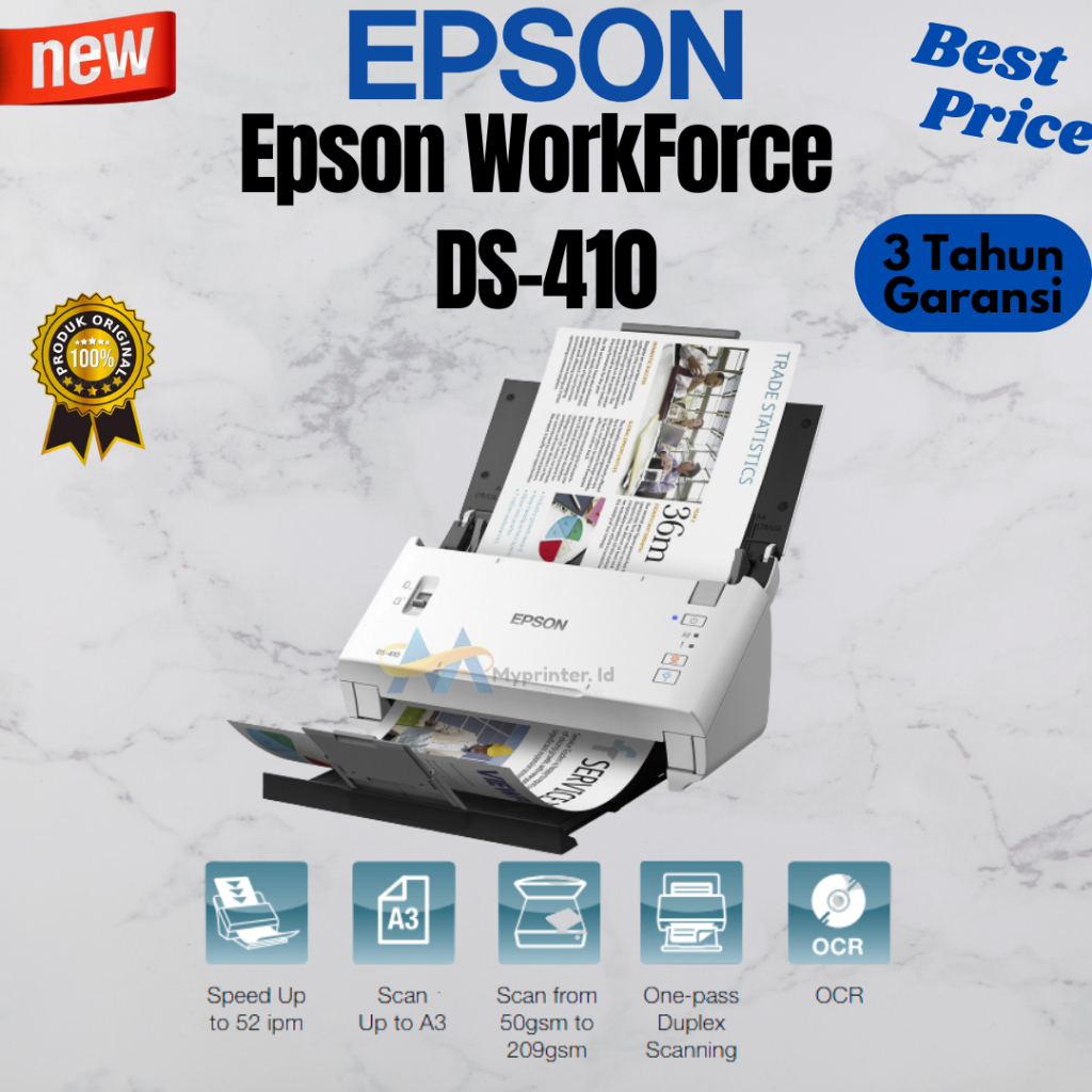 Jual Epson WorkForce DS-410 A4 Duplex Sheet-fed Document Scanner | Shopee Indonesia