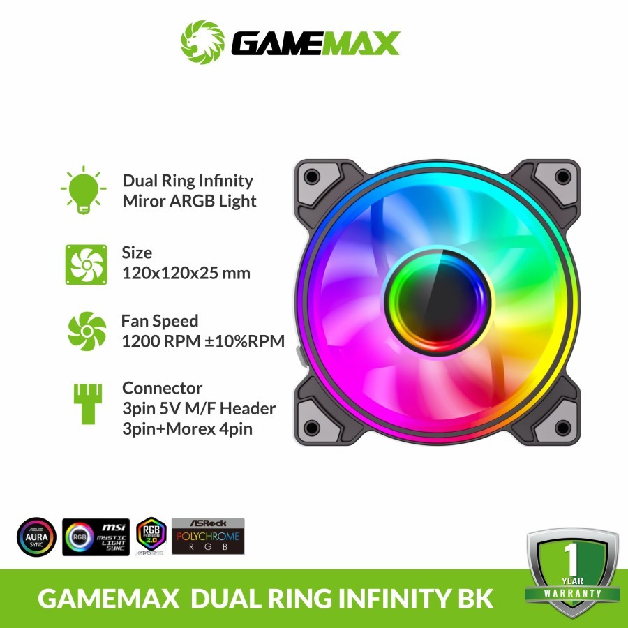 Jual GameMax Dual-Ring-Infinity ARGB Cooling Fan | Shopee Indonesia
