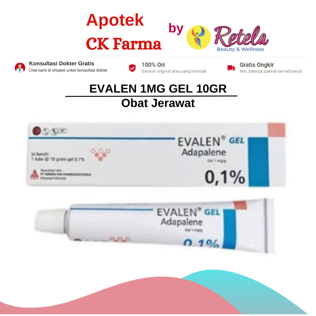 Jual EVALEN 1MG GEL 10GR /Adapalen /Obat Jerawat | Shopee Indonesia