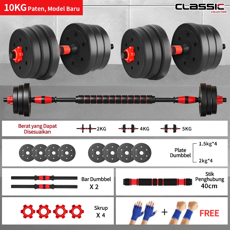 Jual 【Spot barang】Dumbbell set 20KG peralatan fitness barbel set 20 kg angkat besi dumbbell ...