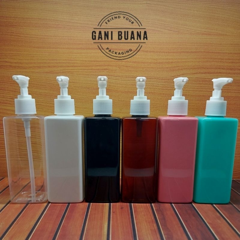 Jual BOTOL PUMP 250ML KOTAK VARIAN TUTUP PUMP CLIP PUTIH/BOTOL PUMP 250ML PET | Shopee Indonesia