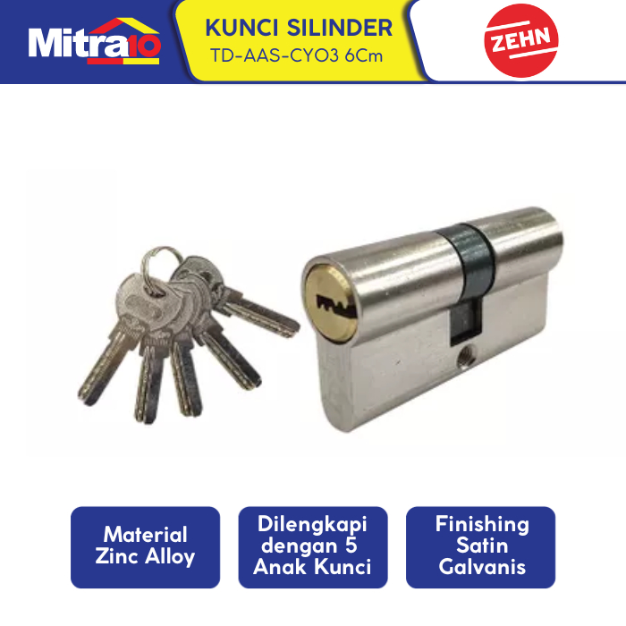 Jual Zehn Kunci Silinder Besi Kuningan TD-AAS-CY03 6 Cm | Shopee Indonesia