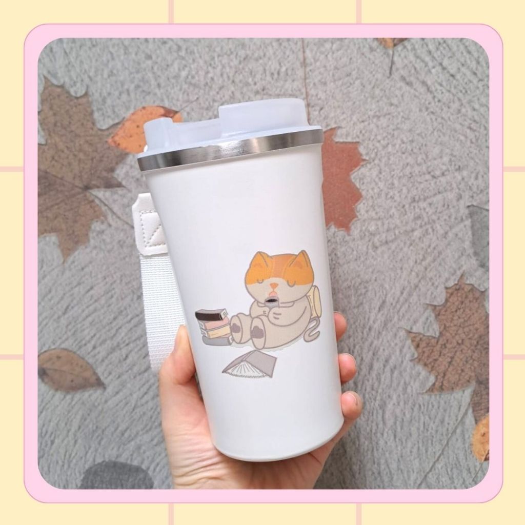 Jual Tumbler Mug stainless Steel Aesthetic Kucing Memeow 500 ml (Boleh ...