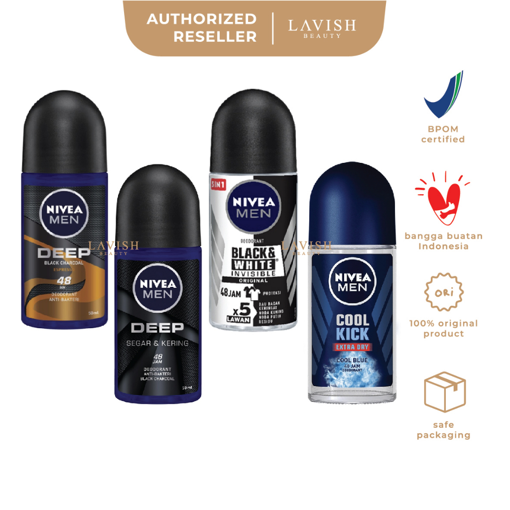 Jual NIVEA Men Deodorant Invisible Black & White // Cool Kick Cool Blue // Deep // Deep Espresso ...