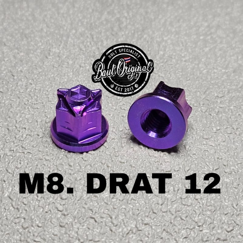 Jual mur topi 12 probolt titanium m8 drat 12 gr5 | Shopee Indonesia