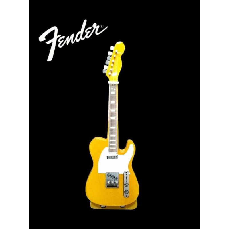 Jual MINIATUR GITAR FENDER TELECASTER WARNA NATURAL KAYU 1:12 (11cm ...