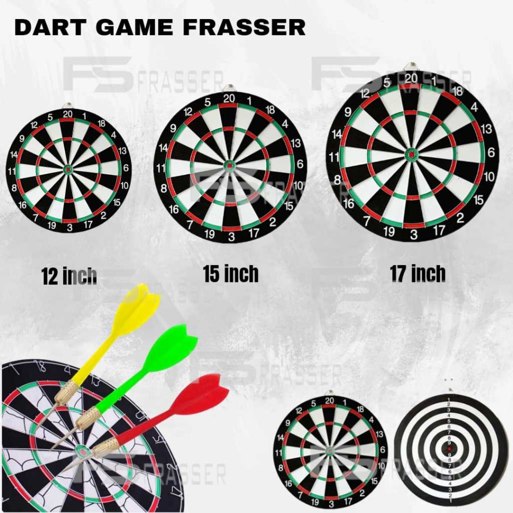 Jual Frasser Dart Game 17 inch Papan Dart Panahan Dinding Board Busur ...