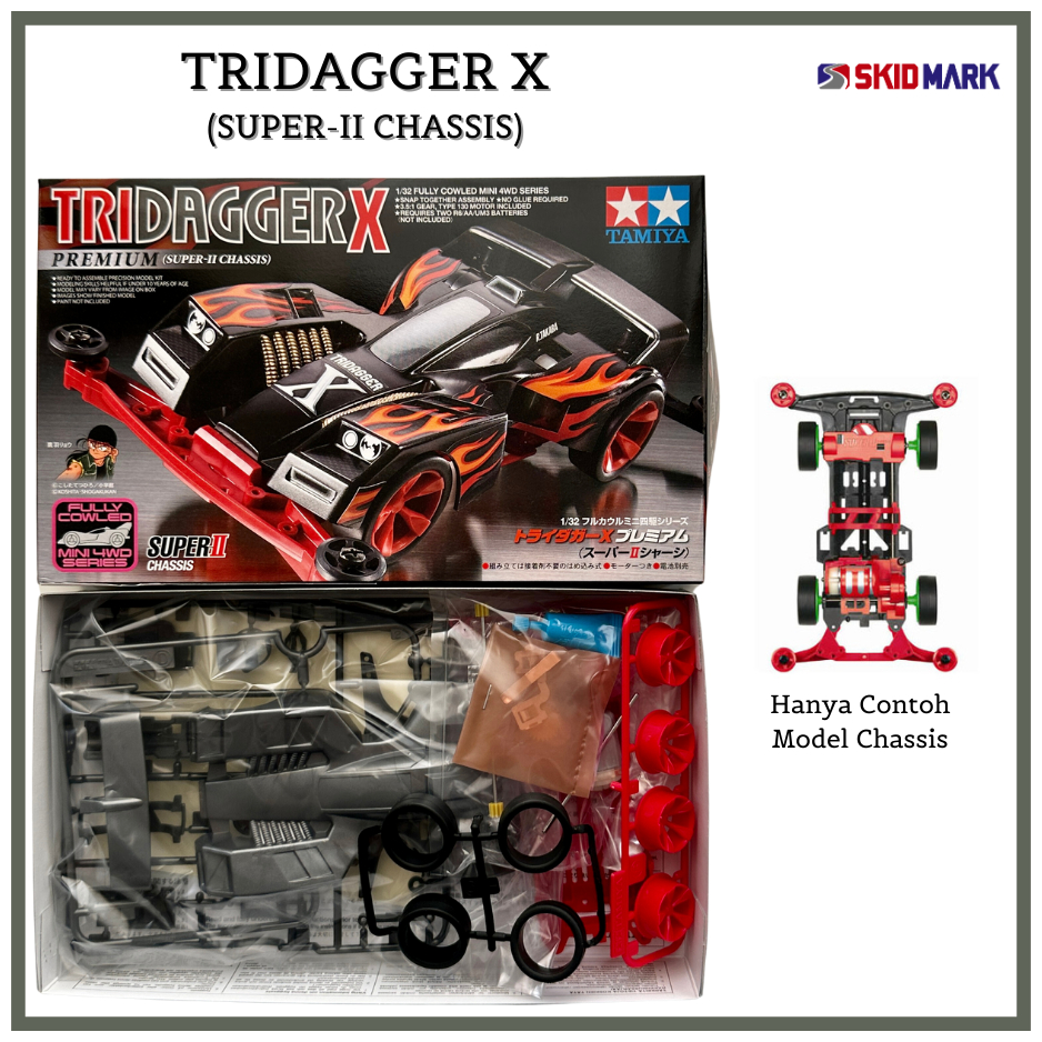 Jual Mobil Rakit Tamiya Mini 4WD - Tridagger X Super II Chassis (ORIGINAL) | Shopee Indonesia