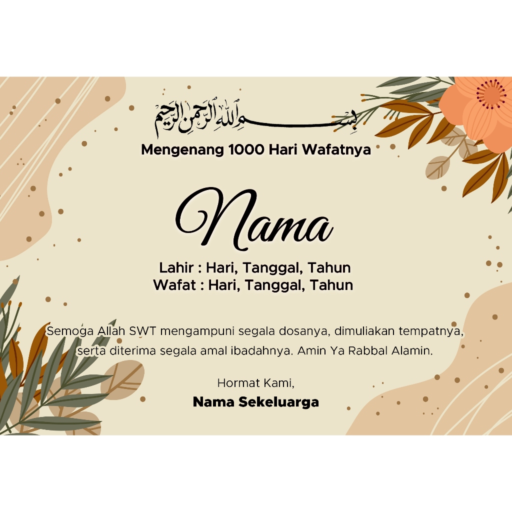 Jual Cetak Kartu/Stiker Mengenang 40/100/1000 Hari Wafatnya, Custom ... Jual Cetak Kartu/Stiker Mengenang 40/100/1000 Hari Wafatnya, Custom ...
