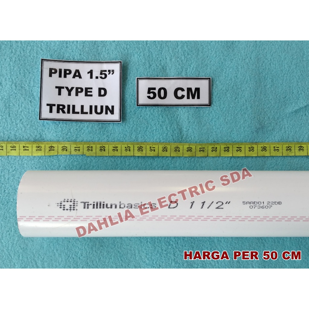 Jual PIPA PVC 1 1/2 INCH D TRILLIUN PUTIH 50CM | Shopee Indonesia