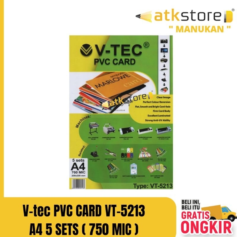 Jual V-Tec PVC CARD VT-5213 5 SET - Kertas PVC ID CARD | Shopee Indonesia