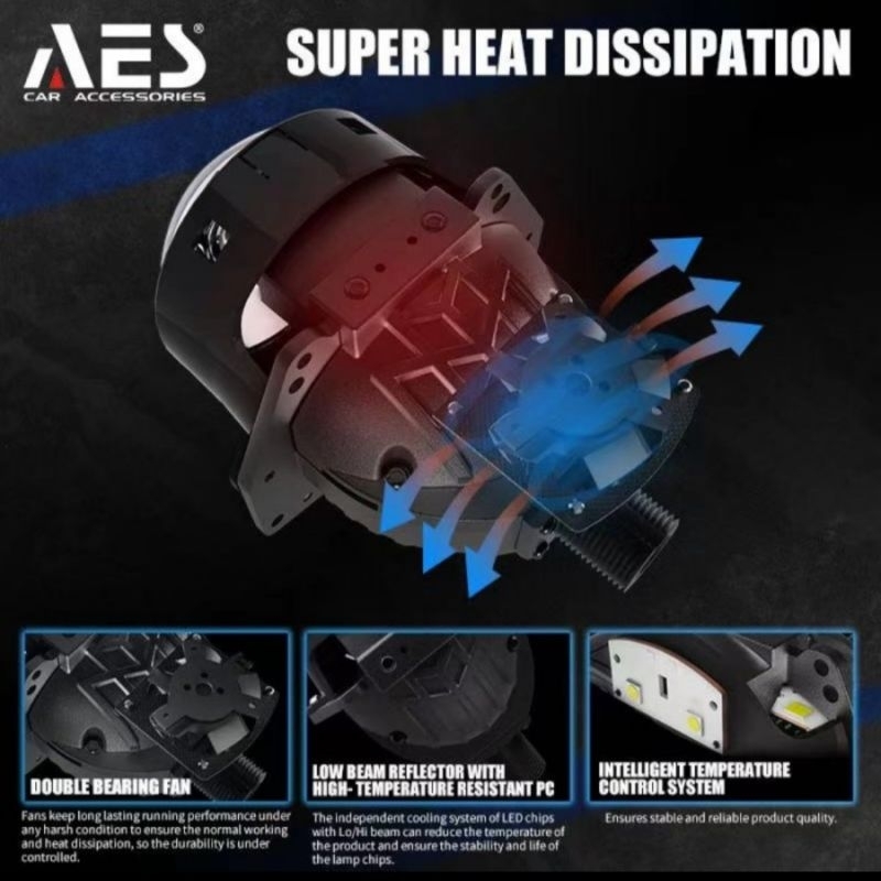 Jual PROJECTOR BI LED AES UX-2 3INCH DOUBLE LASER 70W | Shopee Indonesia